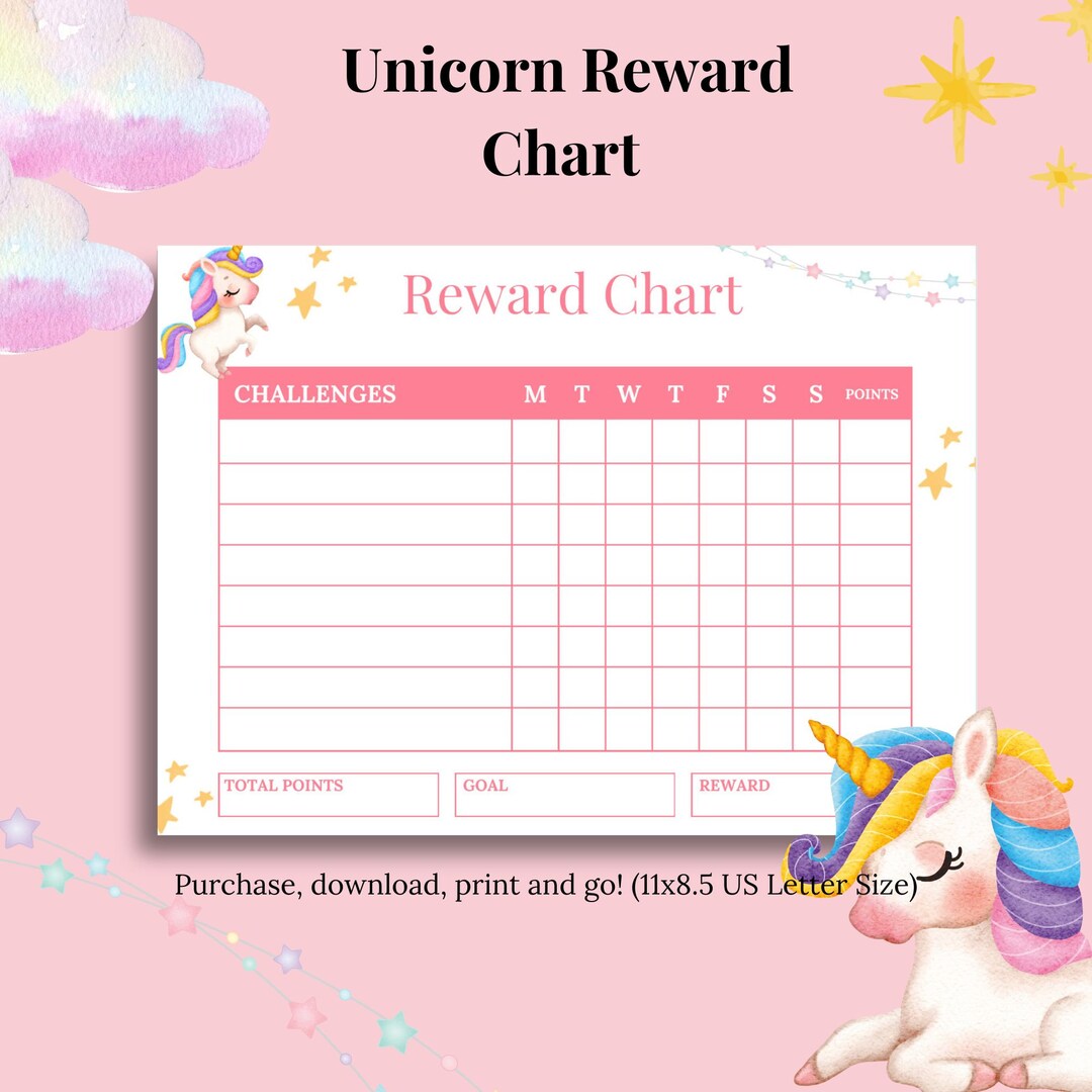 Unicorn Reward Chart | Printable Sticker Chart | Kids Chore Checklist ...