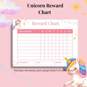 Unicorn Reward Chart | Printable Sticker Chart | Kids Chore Checklist ...