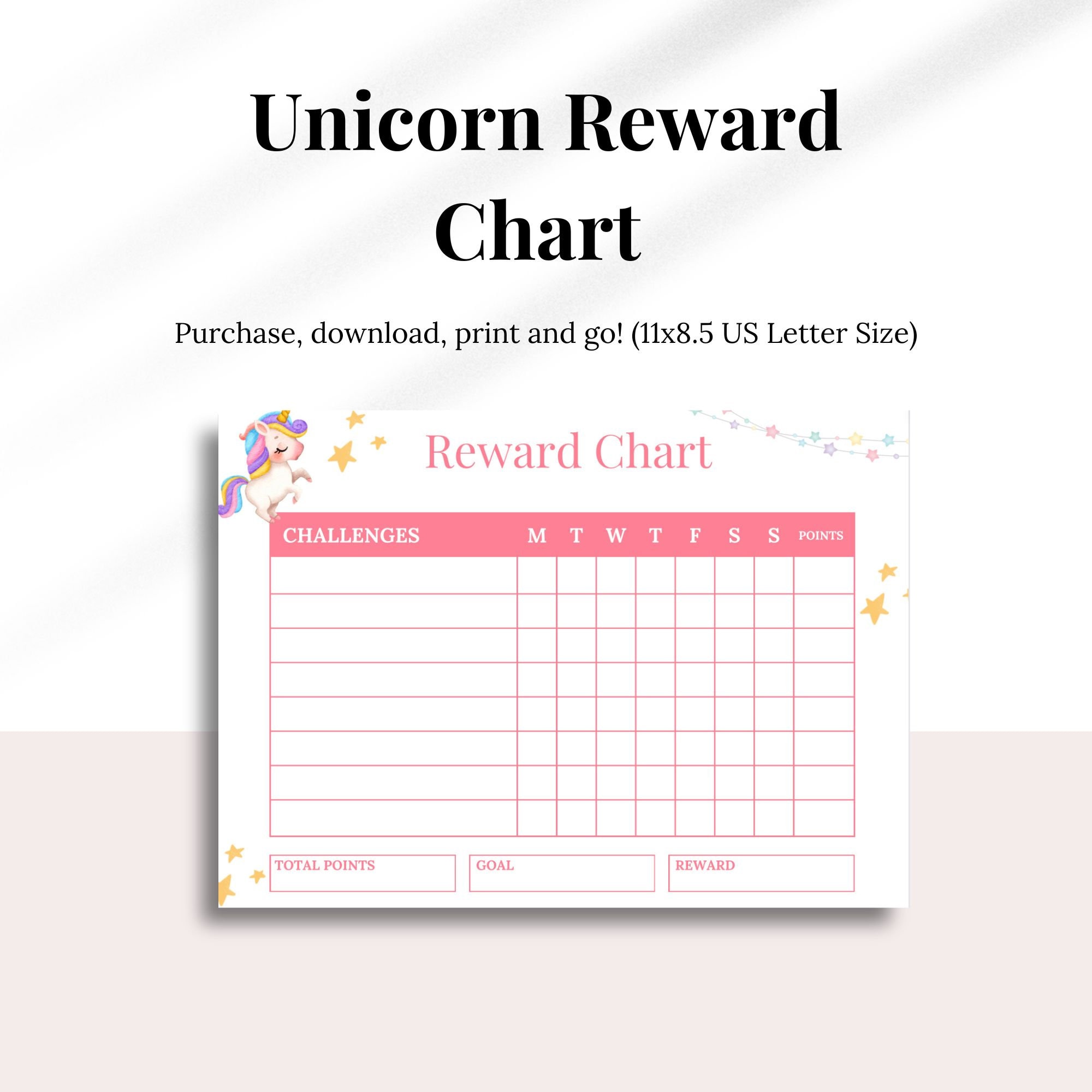 Unicorn Reward Chart | Printable Sticker Chart | Kids Chore Checklist ...