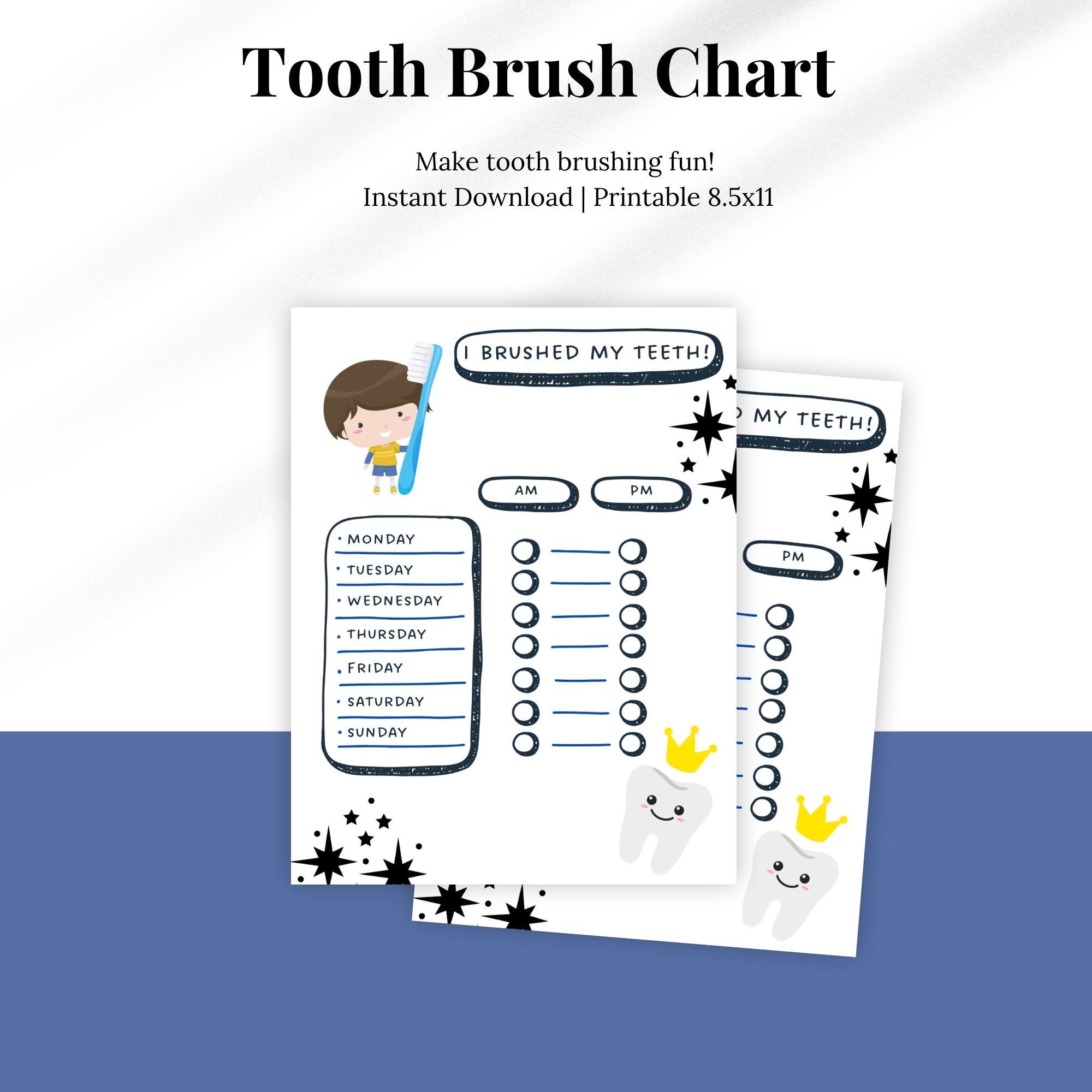 Brush Teeth Printable | Reward Chart Kids | Tooth Brushing Chart ...