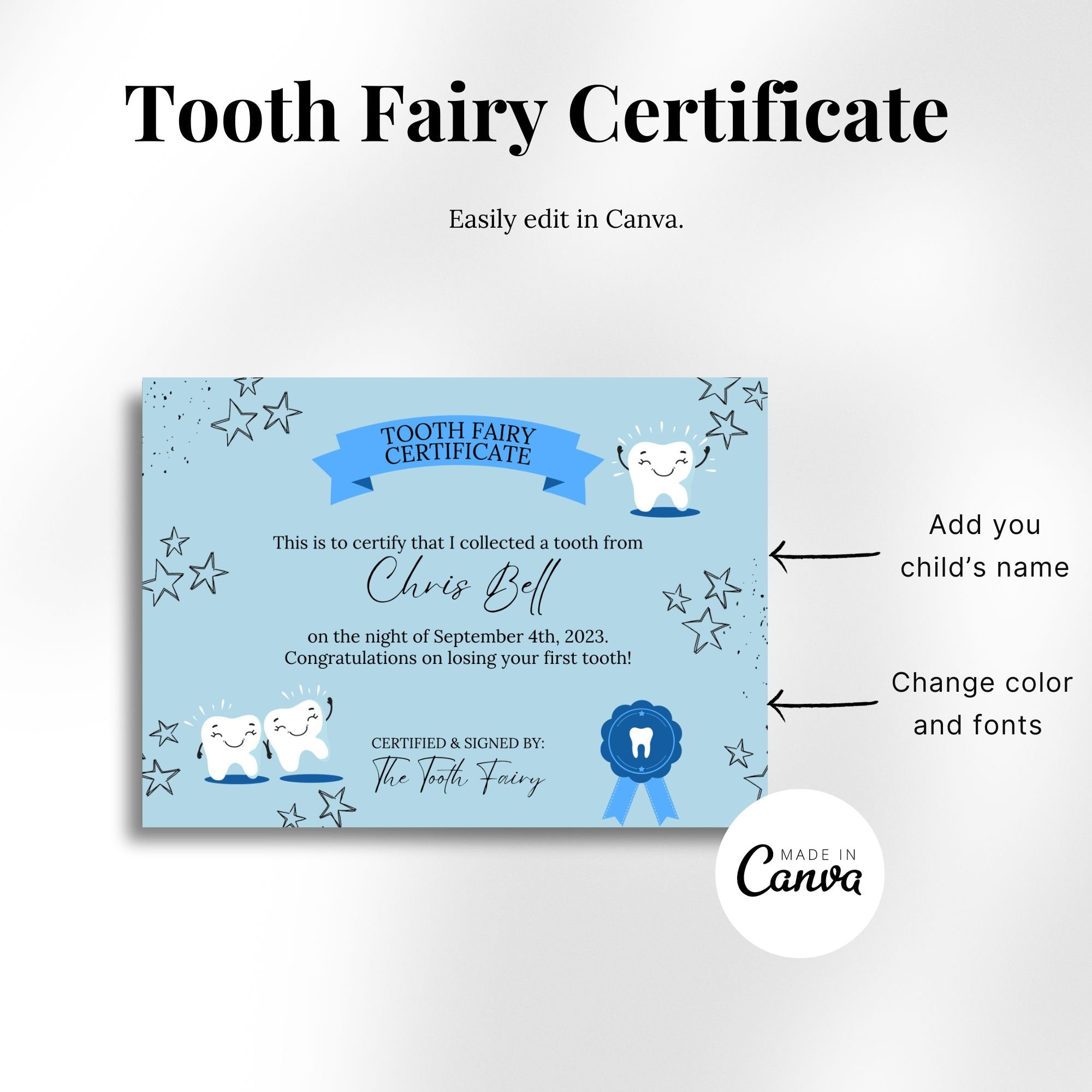 Editable Tooth Fairy Certificate Printable | Tooth Fairy Receipt ...