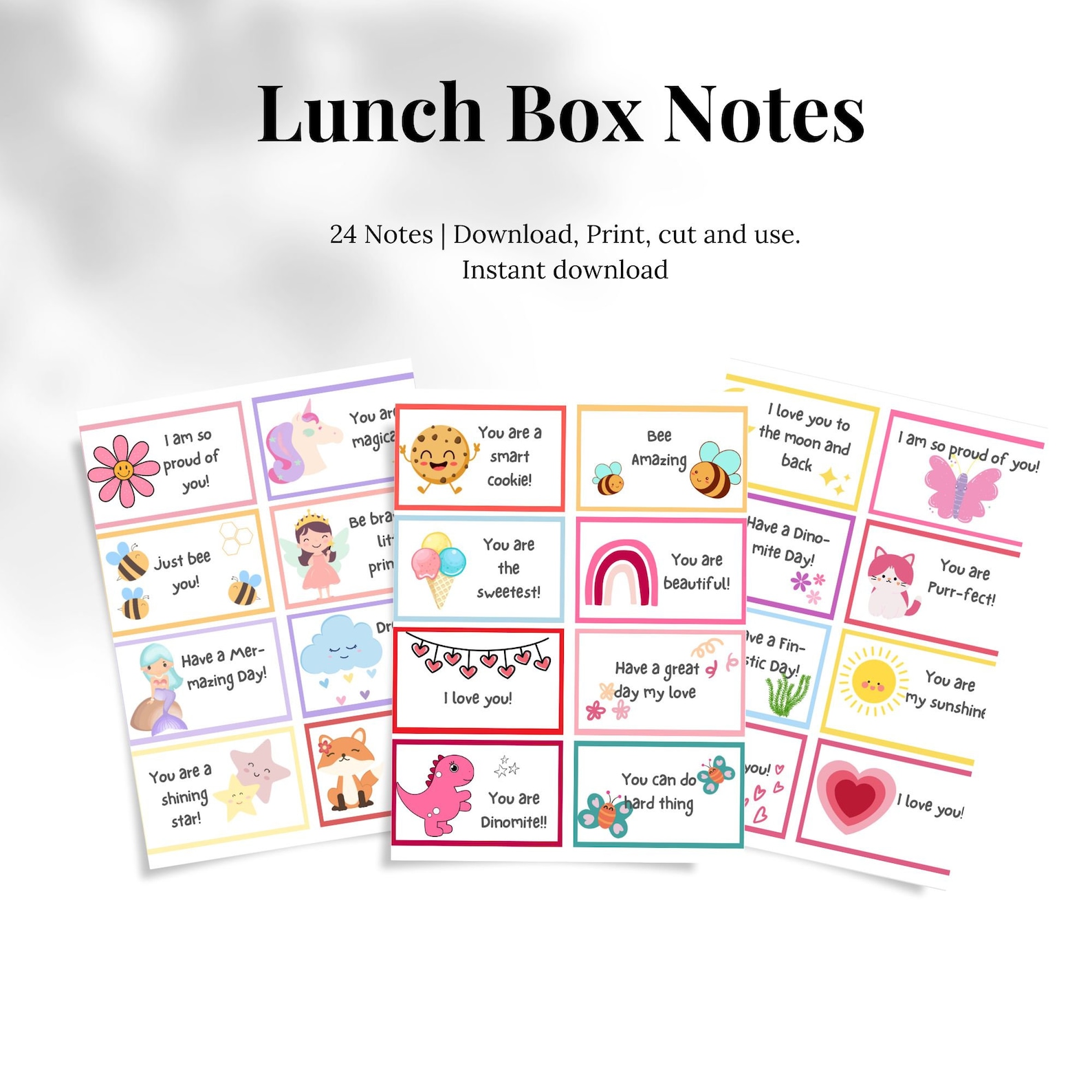 Lunch Box Notes for Kids Lunchbox Notes for Girls Positive Affirmations ...