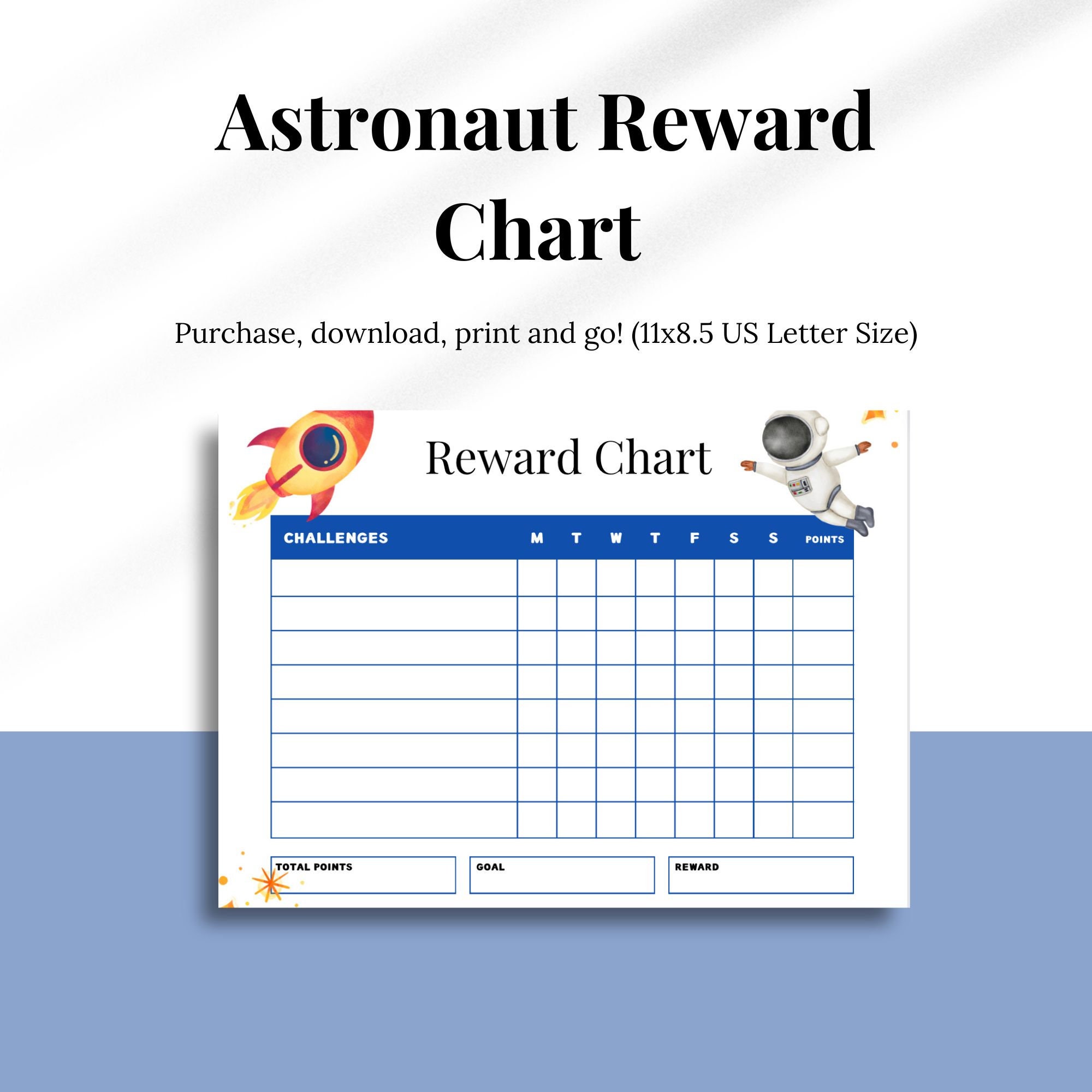 Astronaut Reward Chart | Printable Sticker Chart | Kids Chore Checklist ...