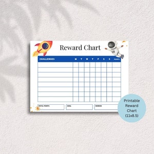 Astronaut Reward Chart | Printable Sticker Chart | Kids Chore Checklist ...