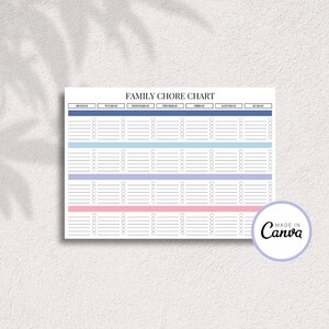 Editable Family Chore Chart | Responsibility Chart | Kids Chore Chart ...
