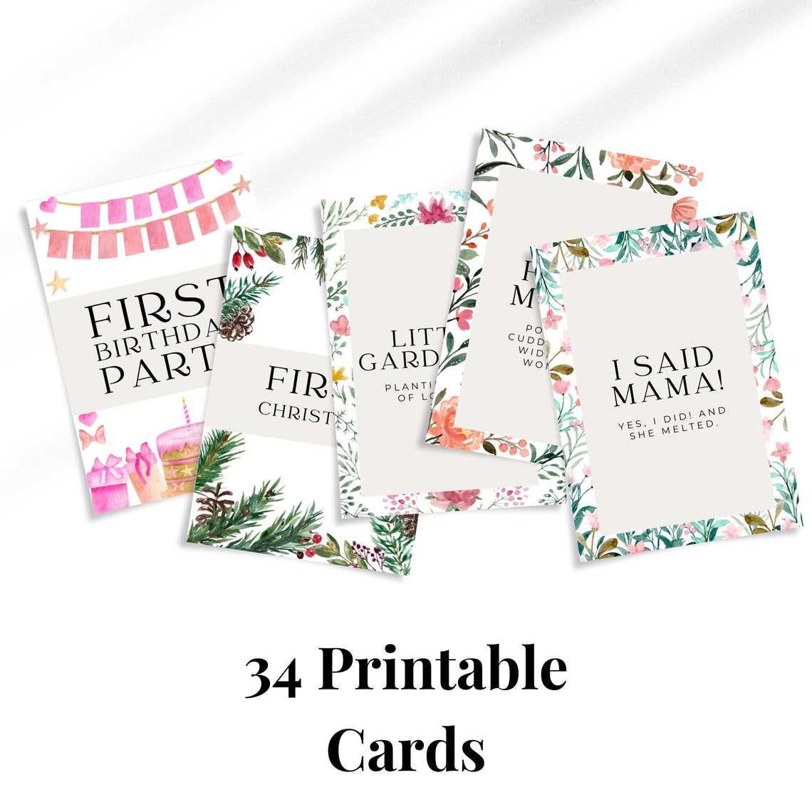 Printable Milestone Cards | Baby Milestone Cards Flowers | Monthly ...