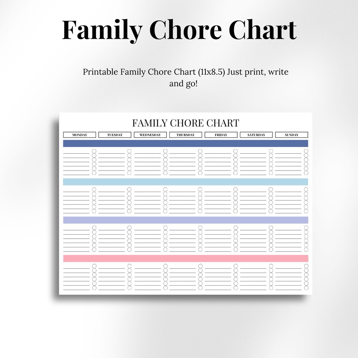 Editable Family Chore Chart | Responsibility Chart | Kids Chore Chart ...