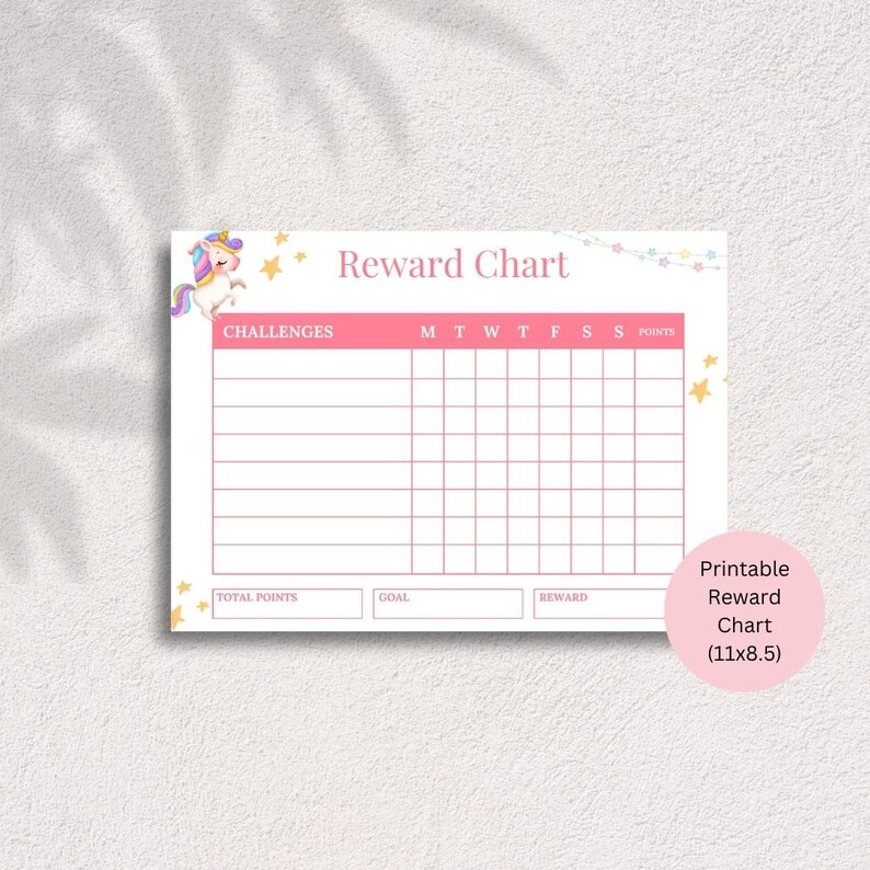 Unicorn Reward Chart | Printable Sticker Chart | Kids Chore Checklist ...