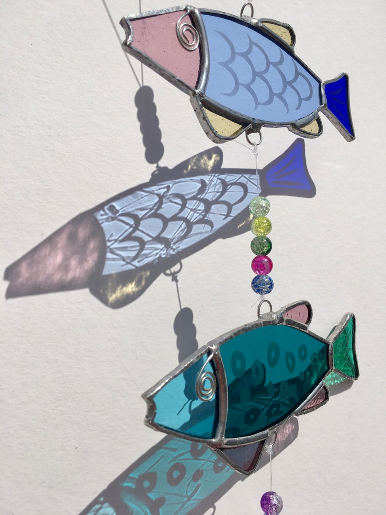 Stained Glass Fishes Suncatcher - Etsy