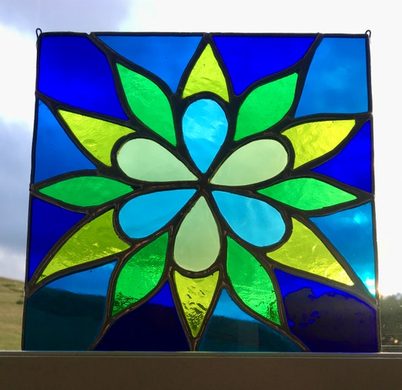 Stained Glass Flower Window Panel | Etsy