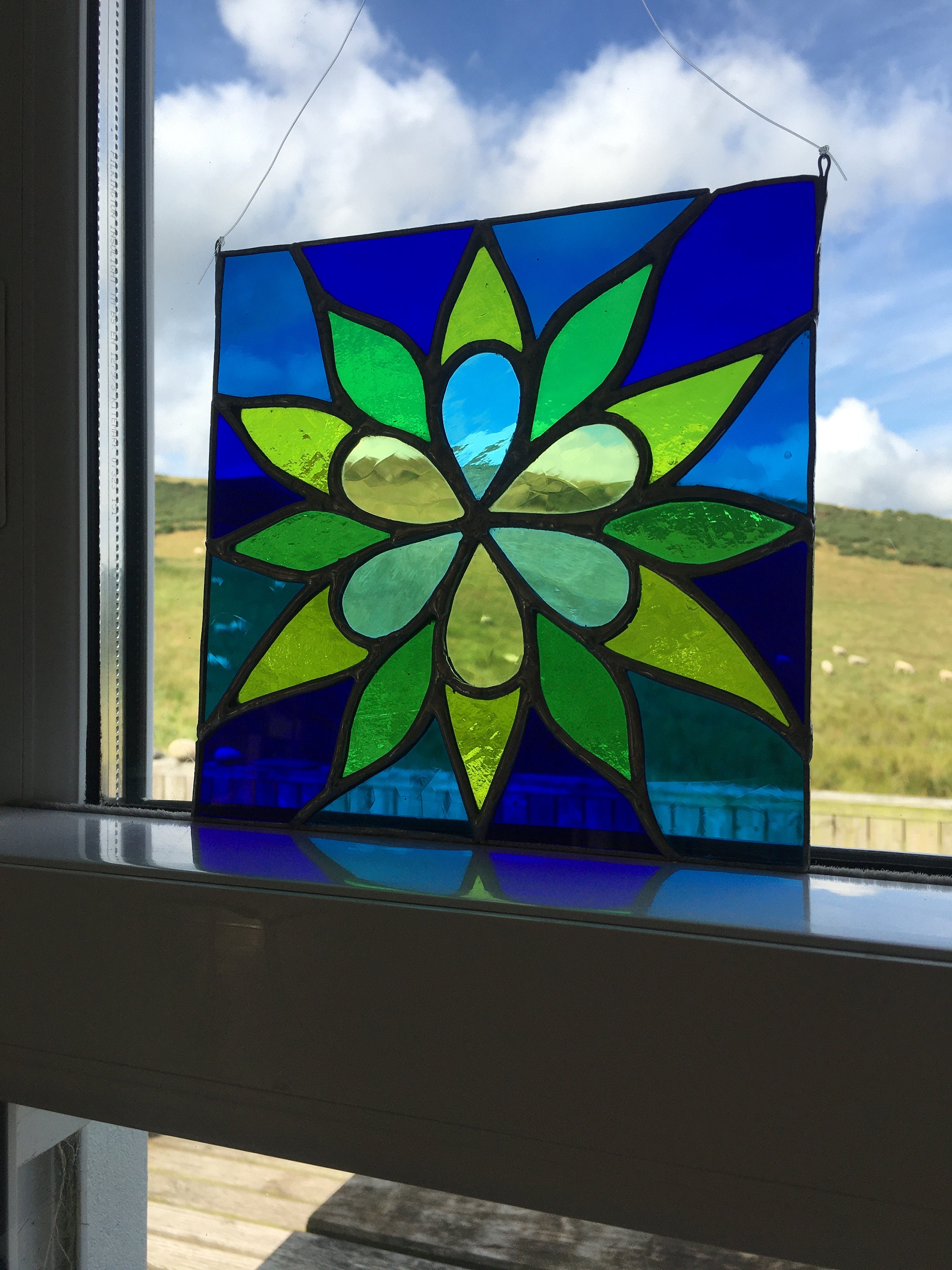 Stained Glass "flower" Window Panel - Etsy UK