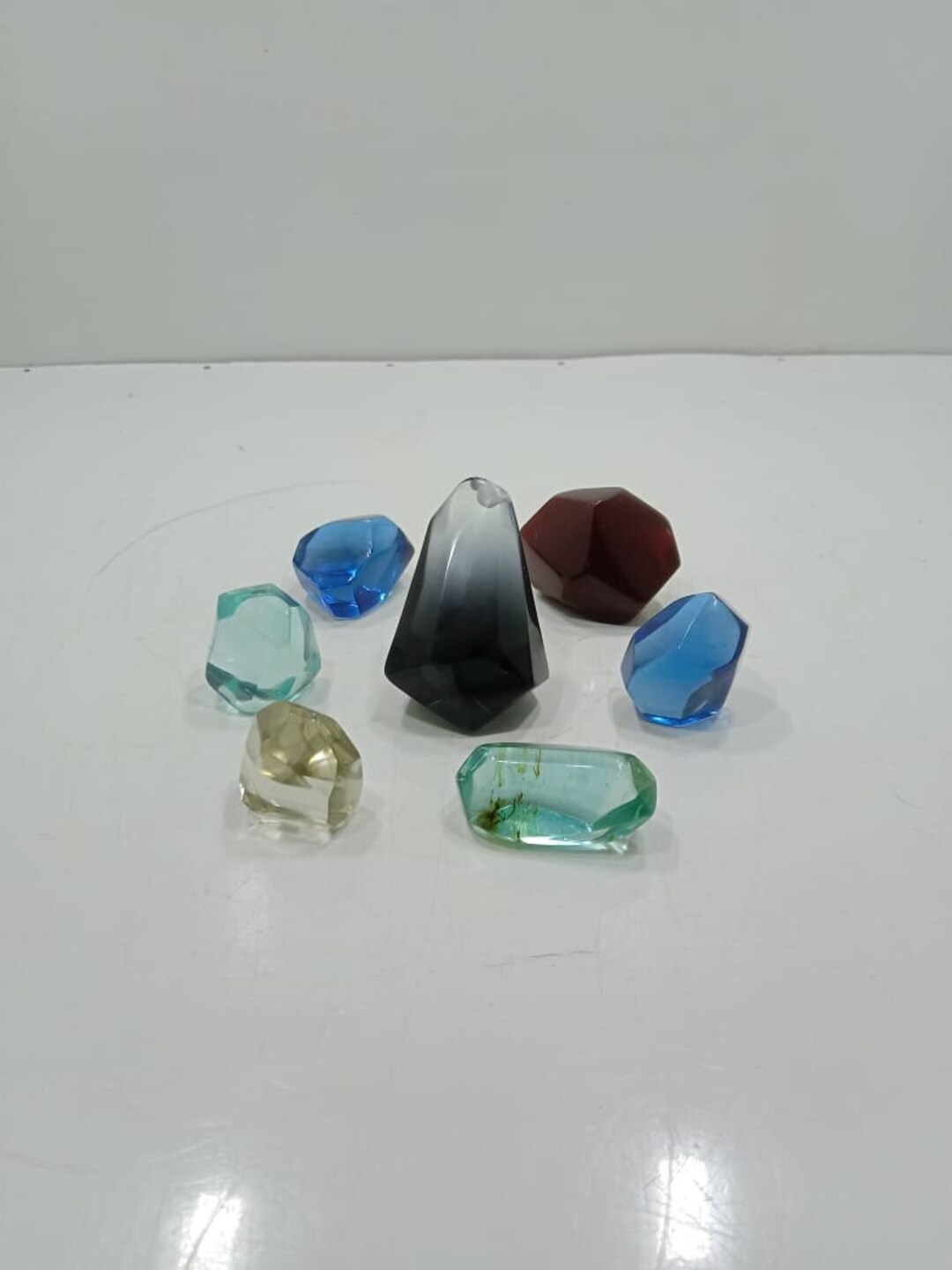 7 Pcs Beautiful Cutting of Andara Crystal Mix Colors Full Polised for ...