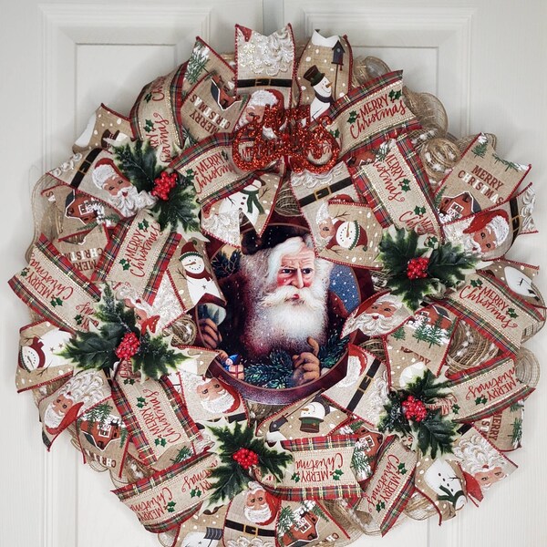 Santa Wreath - Etsy