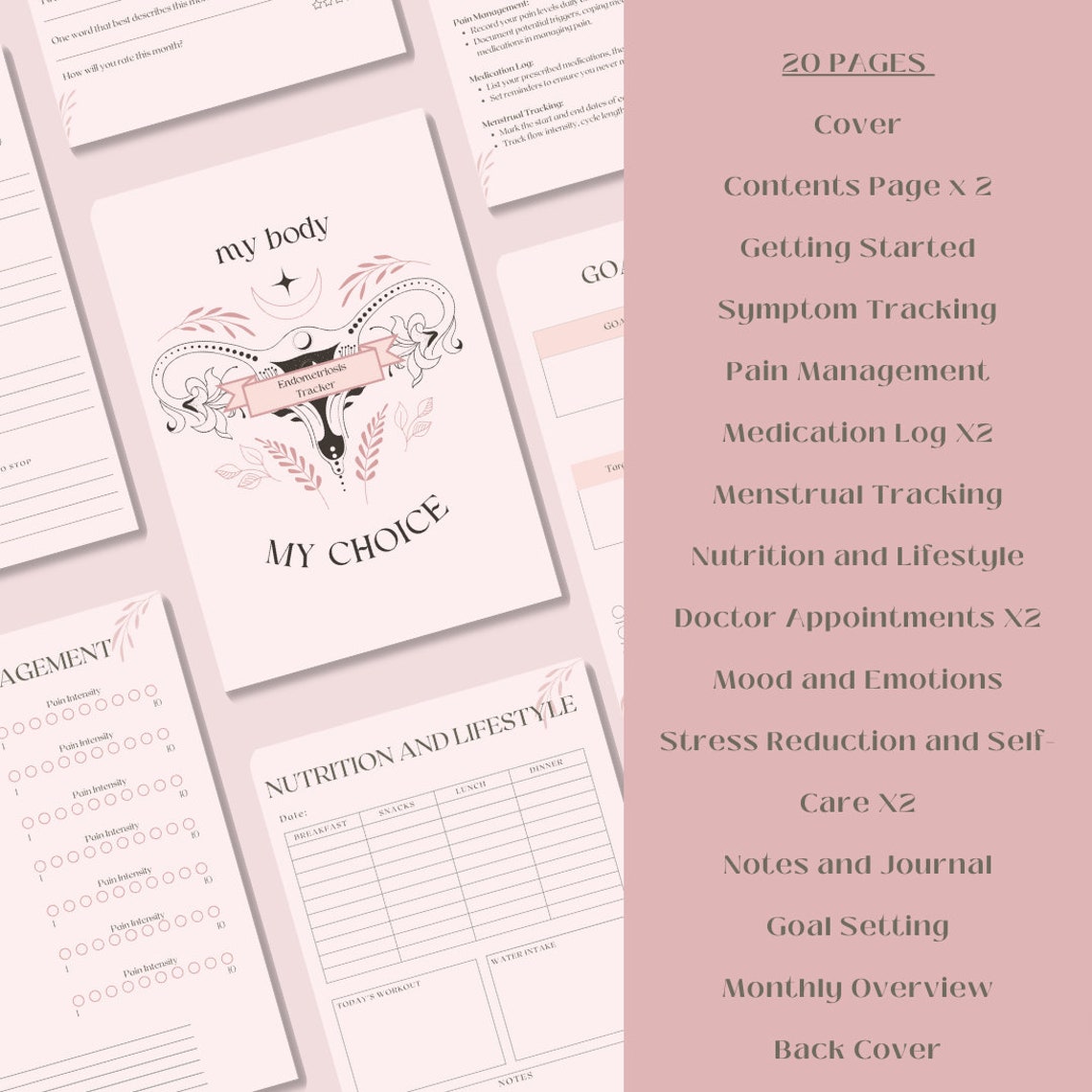 Endometriosis | Endo | Printable Planner Tracker | Diary ...