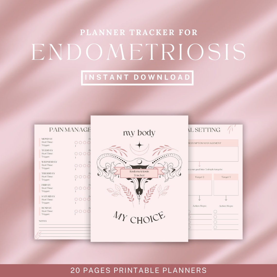 Endometriosis Endo Printable Planner Tracker Diary Endometriosis Log ...
