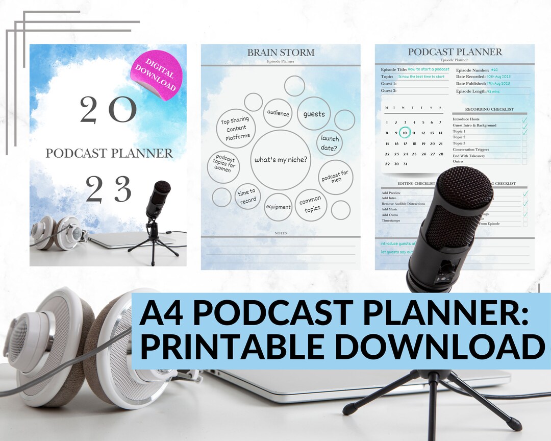 Podcast Planner Printable Digital Download A4 Worksheet - Etsy