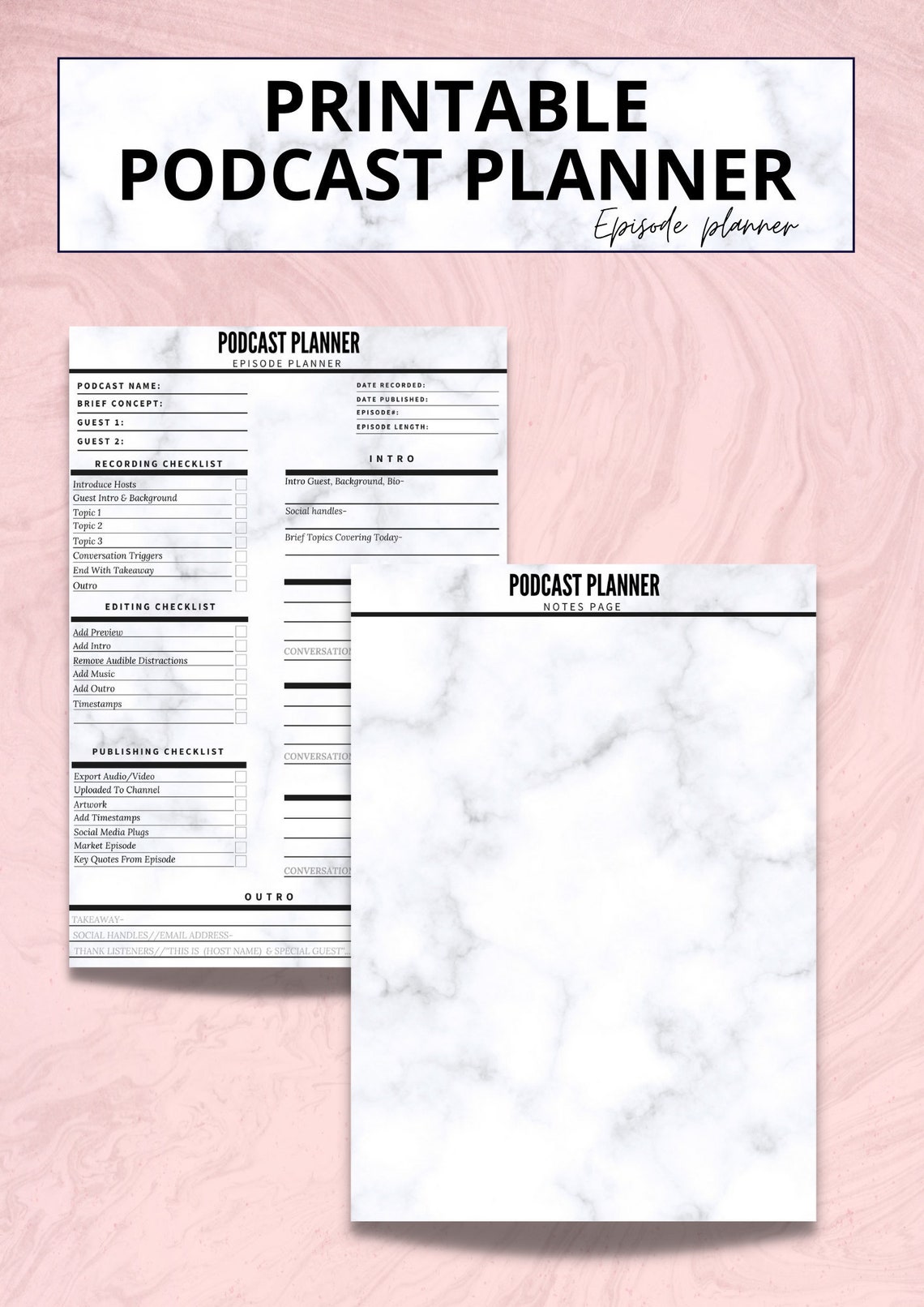 Podcast | Episode Checklist | Planner | A4 Printable | Podcast Planning ...