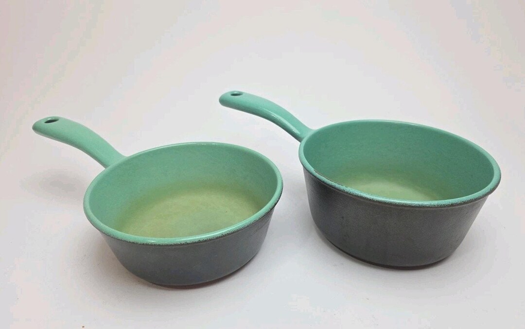 Vintage Prizer Ware Cast Iron & Enamel Pans MCM Turquoise Set of Two - Etsy