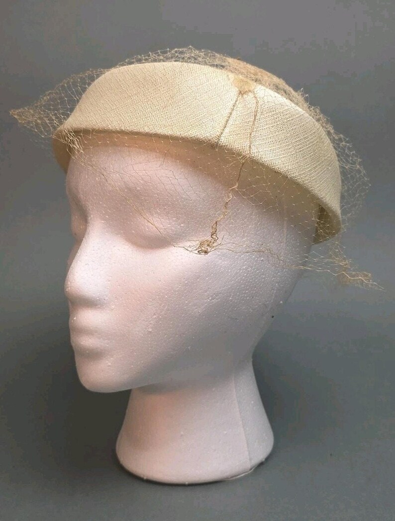 Vintage Ivory Floral Halo Veiled Church Hat - Etsy