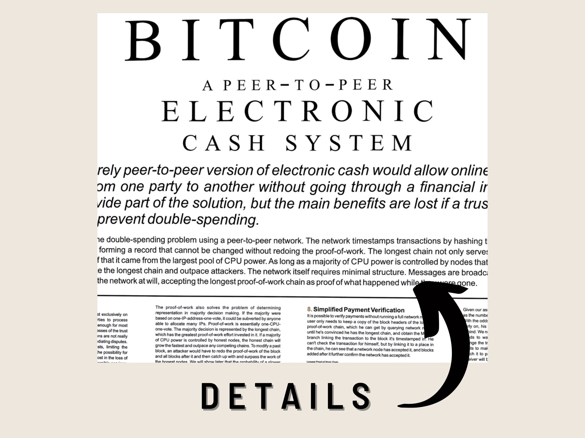 Bitcoin Poster Satoshi Nakamoto BTC WHITEPAPER Crypto Poster - Etsy