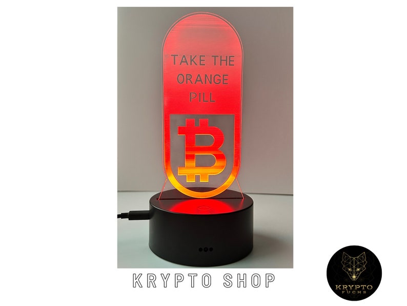 Bitcoin "take the Orange Pill" 3D LED Lamp 16 Colors Visual Night Light ...