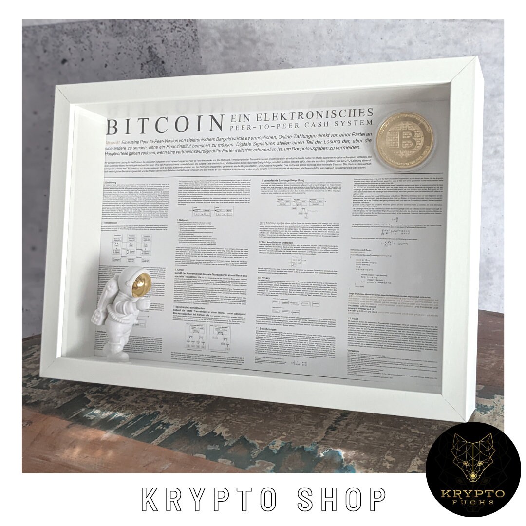 Bitcoin Poster BTC Satoshi Nakamoto Livre blanc DIN A 4 dans un cadre ...