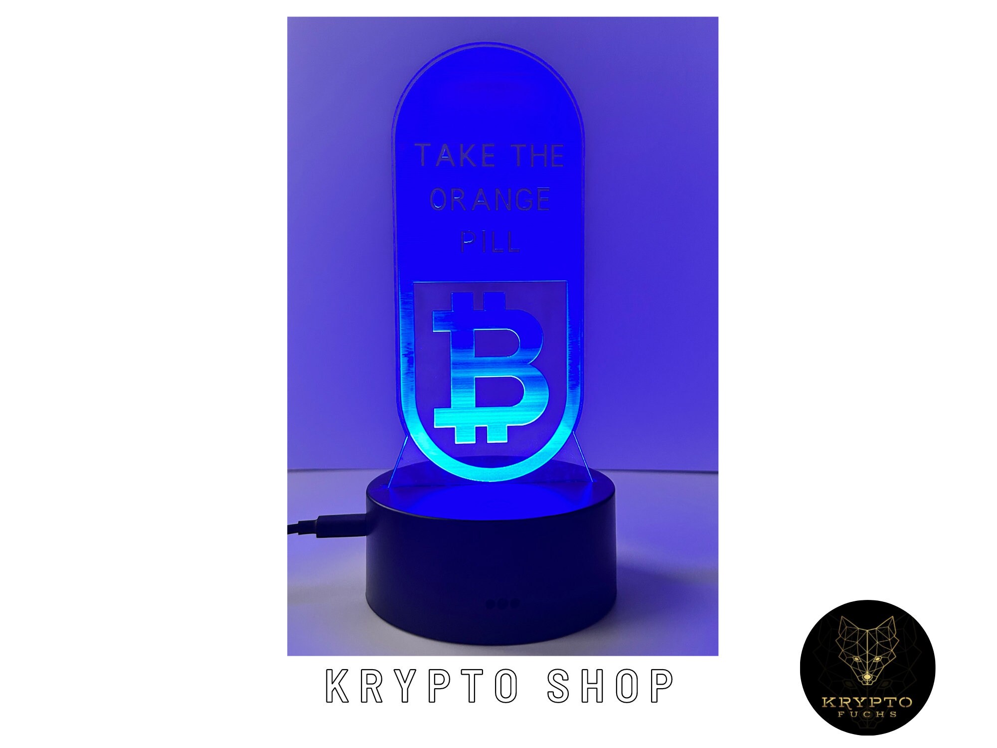 Bitcoin "take the Orange Pill" 3D LED Lamp 16 Colors Visual Night Light ...