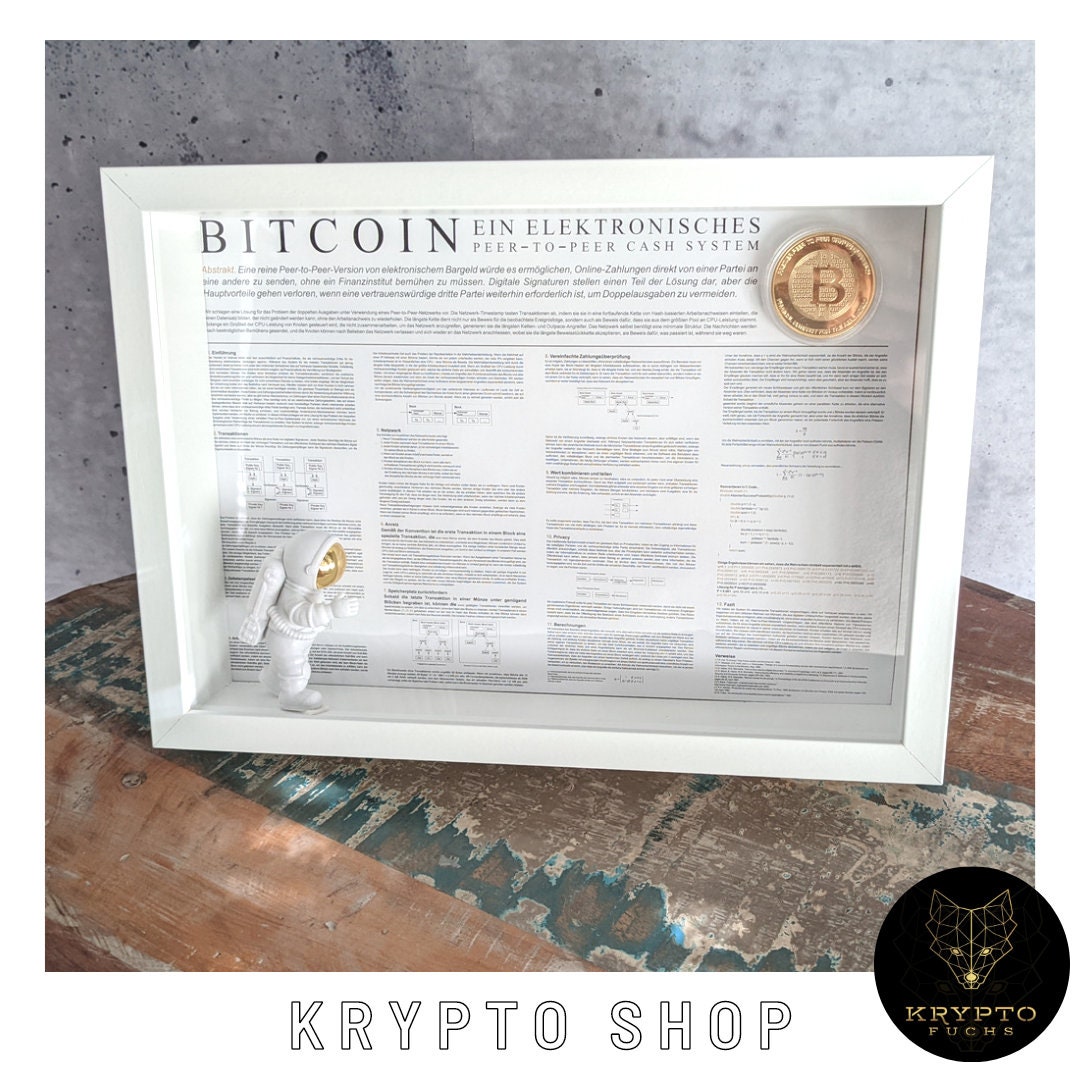 Bitcoin Poster BTC Satoshi Nakamoto Livre blanc DIN A 4 dans un cadre ...