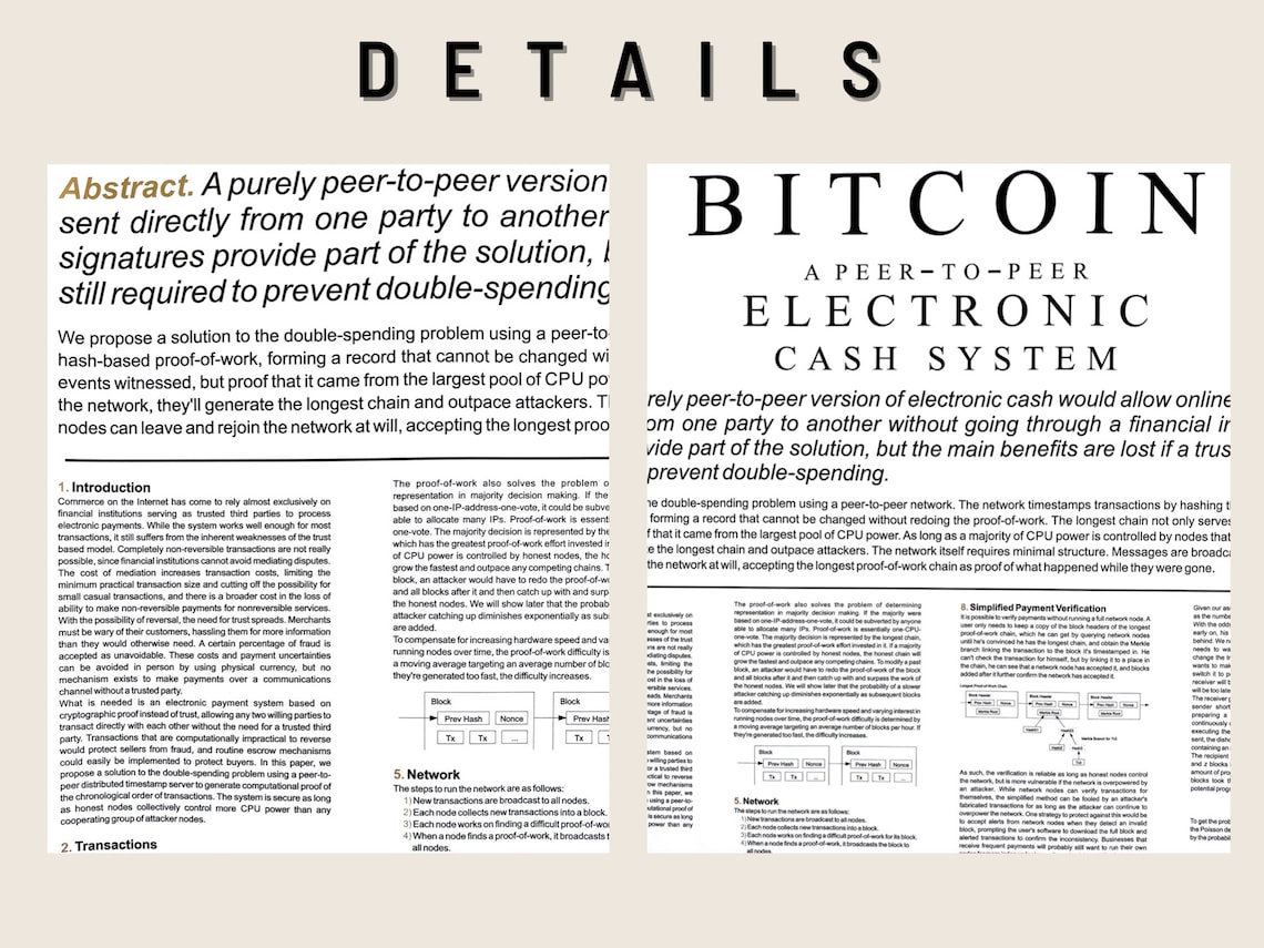 Bitcoin Poster Satoshi Nakamoto BTC WHITEPAPER Crypto Poster - Etsy