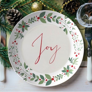 Christmas Joy Plate, Christmas Dinner Plate Set, Christmas Dinnerware ...