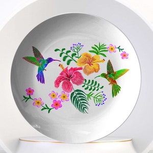 Hummingbird Dinner Plates Floral Hummingbird Plates Set - Etsy