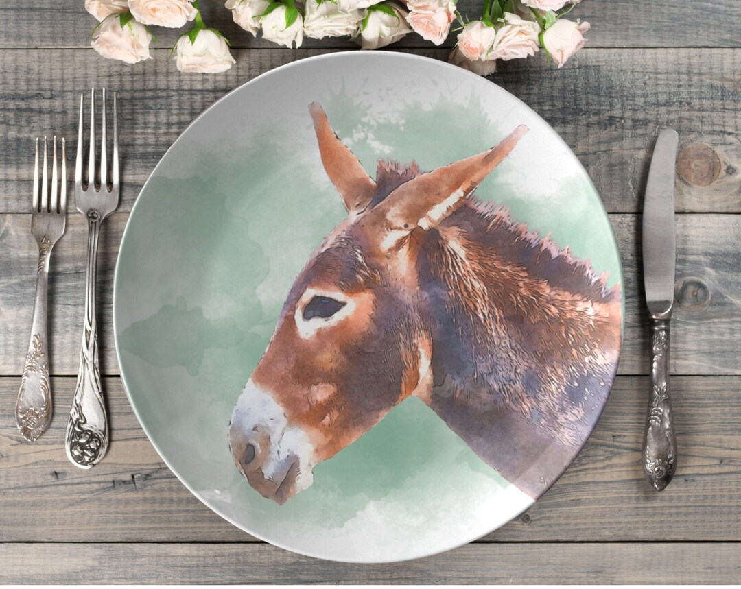 Farm Donkey Plate | Farmhouse Dinner Plate | Farm Animals Plate ...