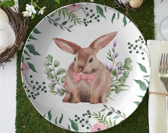 Vintage Bunny Rabbit Floral Plate - Etsy