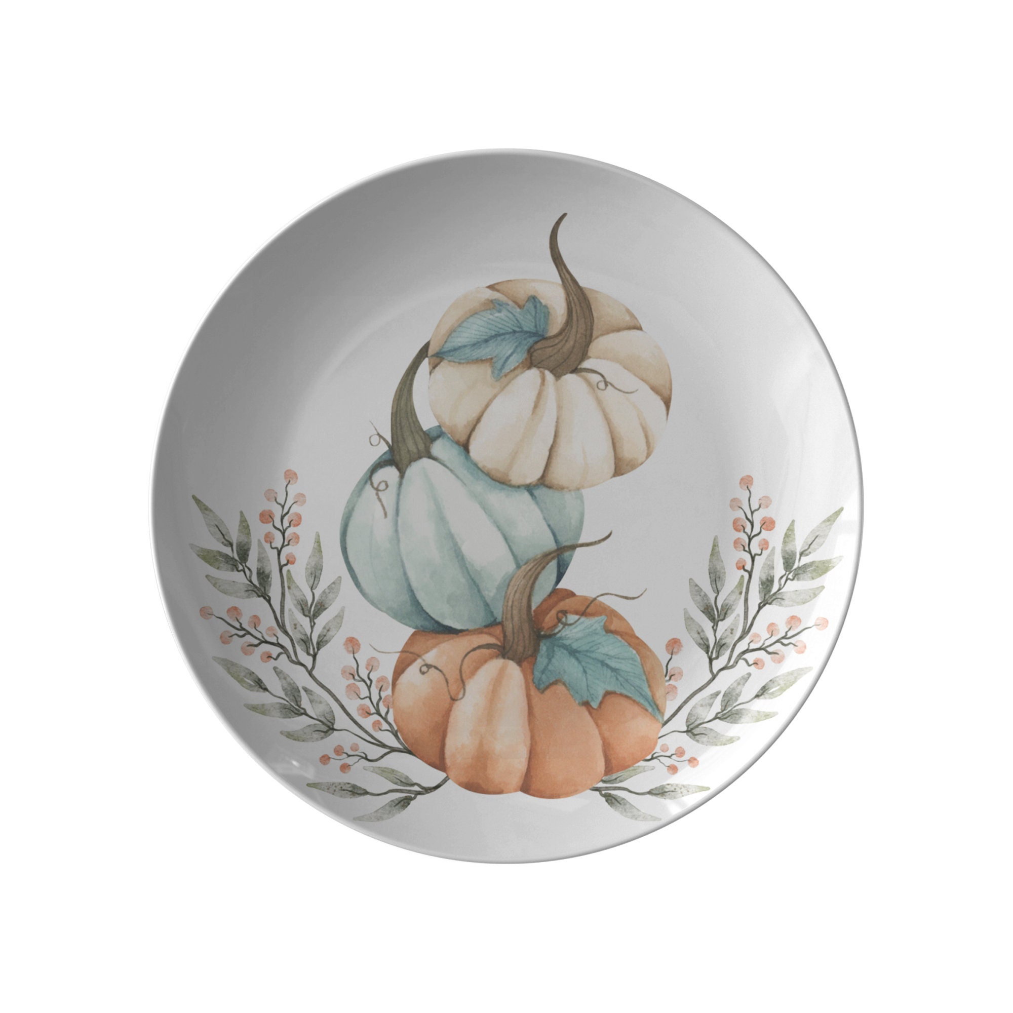 Fall Pumpkins Dinner Plate | Floral Pumpkins Plate Set | Thanksgiving ...