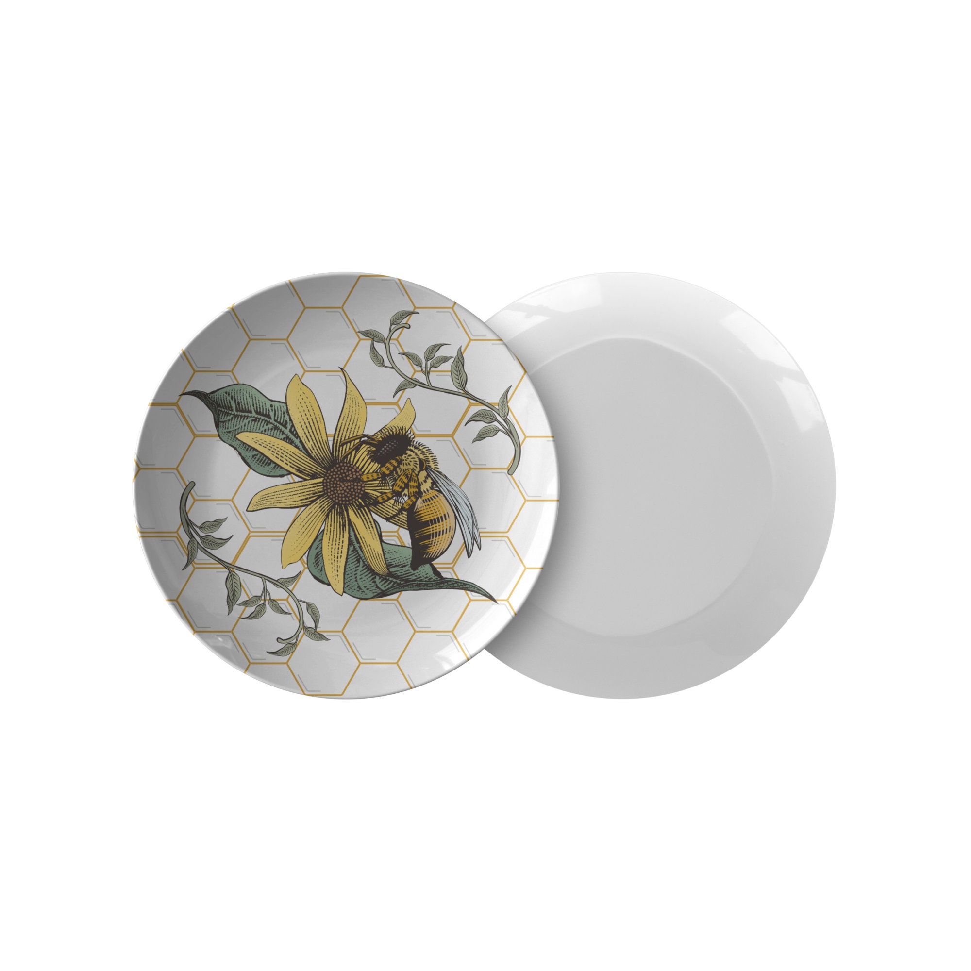 Honeybees Dinner Plate Floral Bee Plate Set Decorative - Etsy