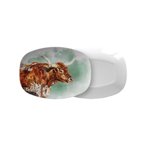 Farmhouse Longhorn Serving Platter , Farm Cow Platter , Longhorn Cattle ...