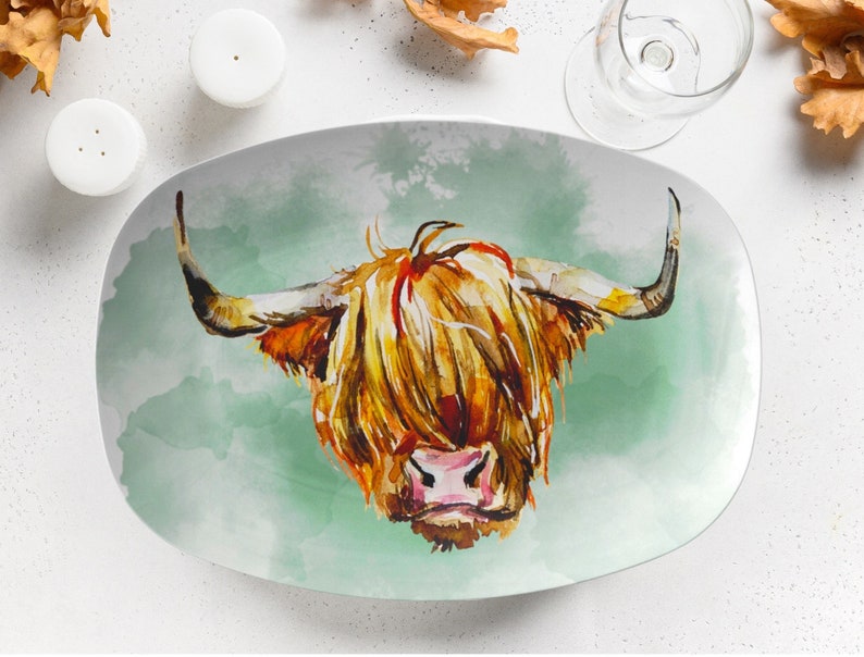 Farmhouse Highland Cow Platter | Farm Cow Serving Platter | Farmhouse ...