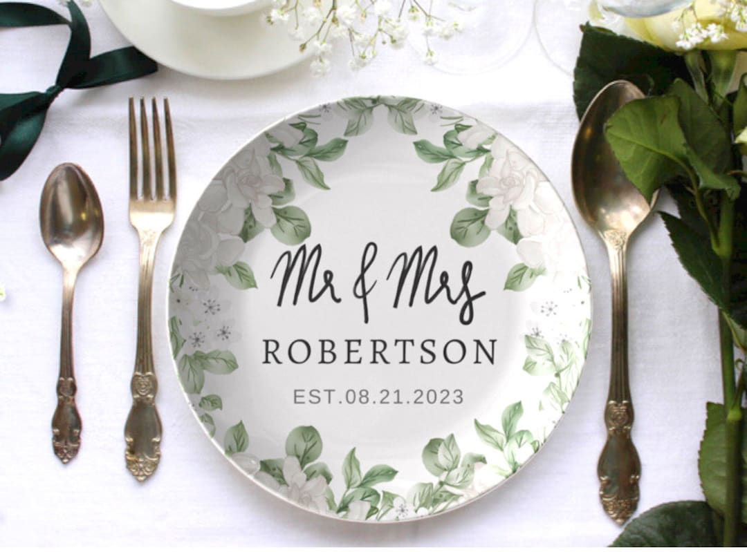 Personalized Wedding Dinner Plate, Mr & Mrs Plate, Bride and Groom ...