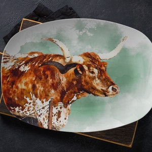 Farmhouse Longhorn Serving Platter , Farm Cow Platter , Longhorn Cattle ...