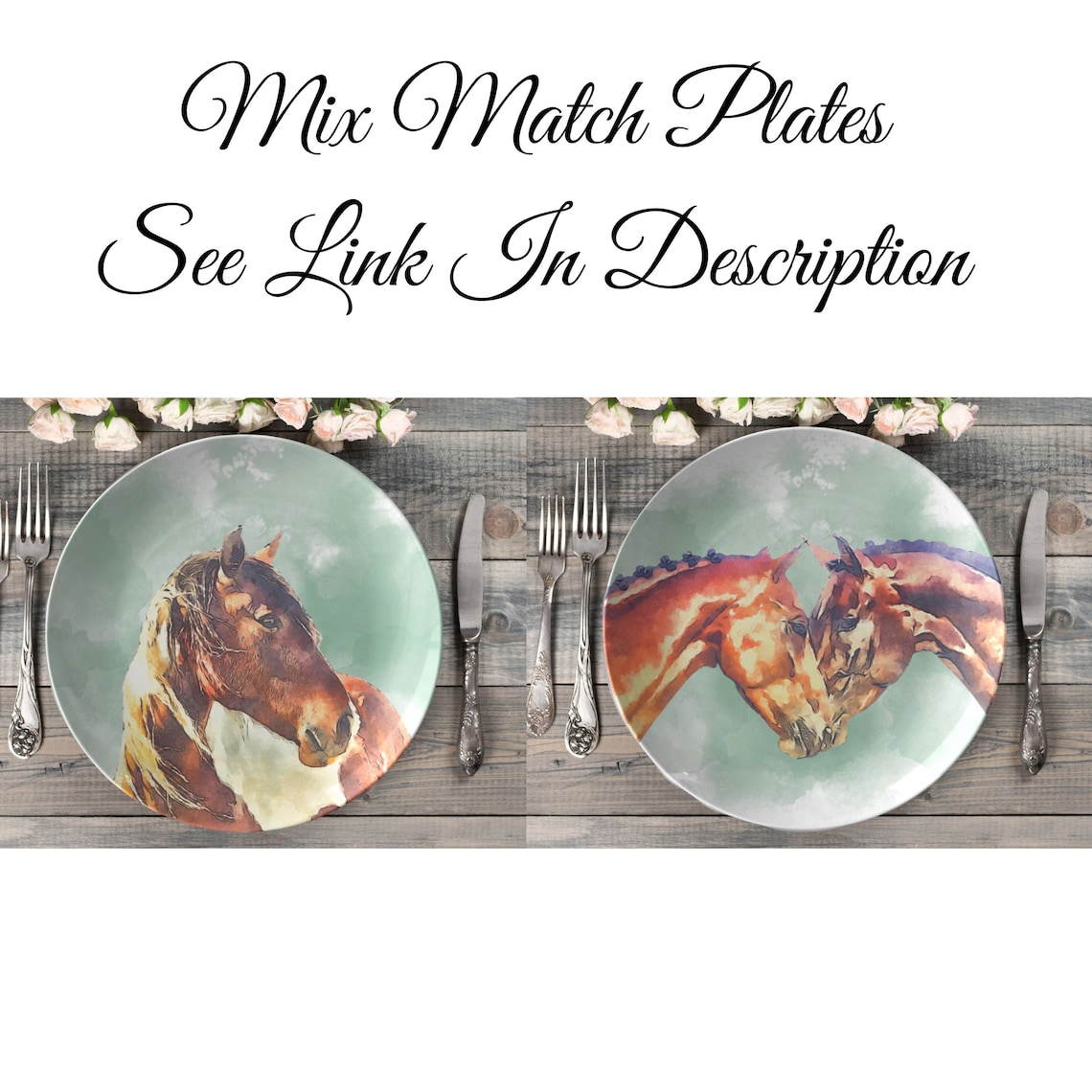 Farmhouse Horses Dinner Plate | Wild Horses Plate | Horse Farm Plate ...