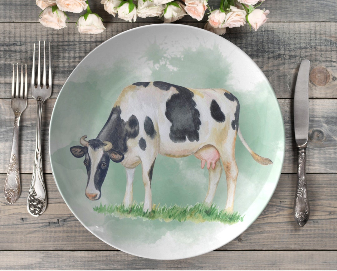 Farm Cow Plate Farmhouse Dinner Plate Milk Cow Plate Country Farm ...