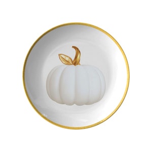 Pumpkin Dinner Plate Set, Thanksgiving Plates, Fall Dinnerware, White ...