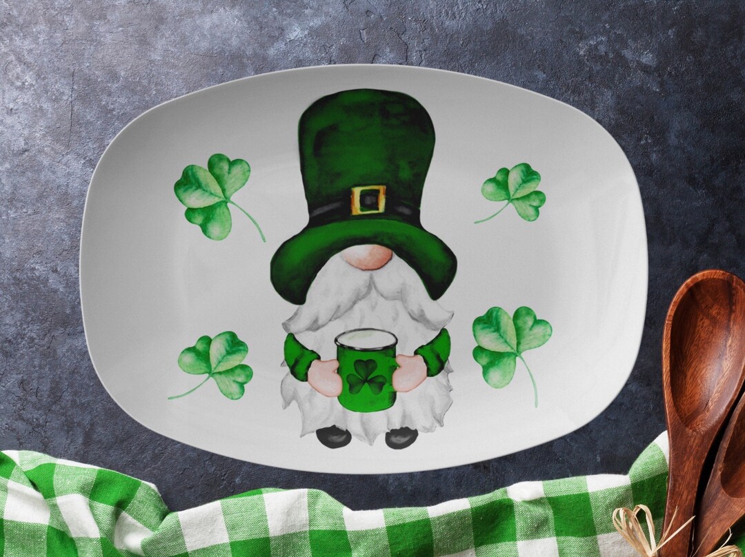 St Patrick’s Day Serving Platter, Saint Patty’s Gnome Platter, Shamrock ...