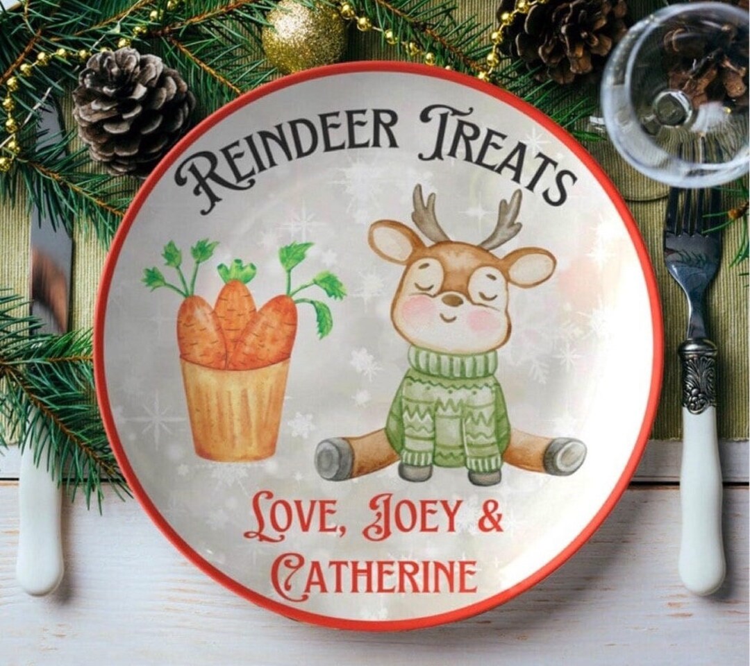 Christmas Reindeer Treats Plate , Personalized Santa Reindeer Plate ...