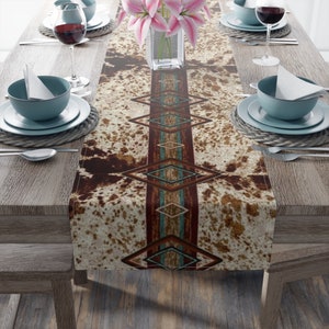 Western Cowhide Print Table Runner | Southwestern Table Runner ...
