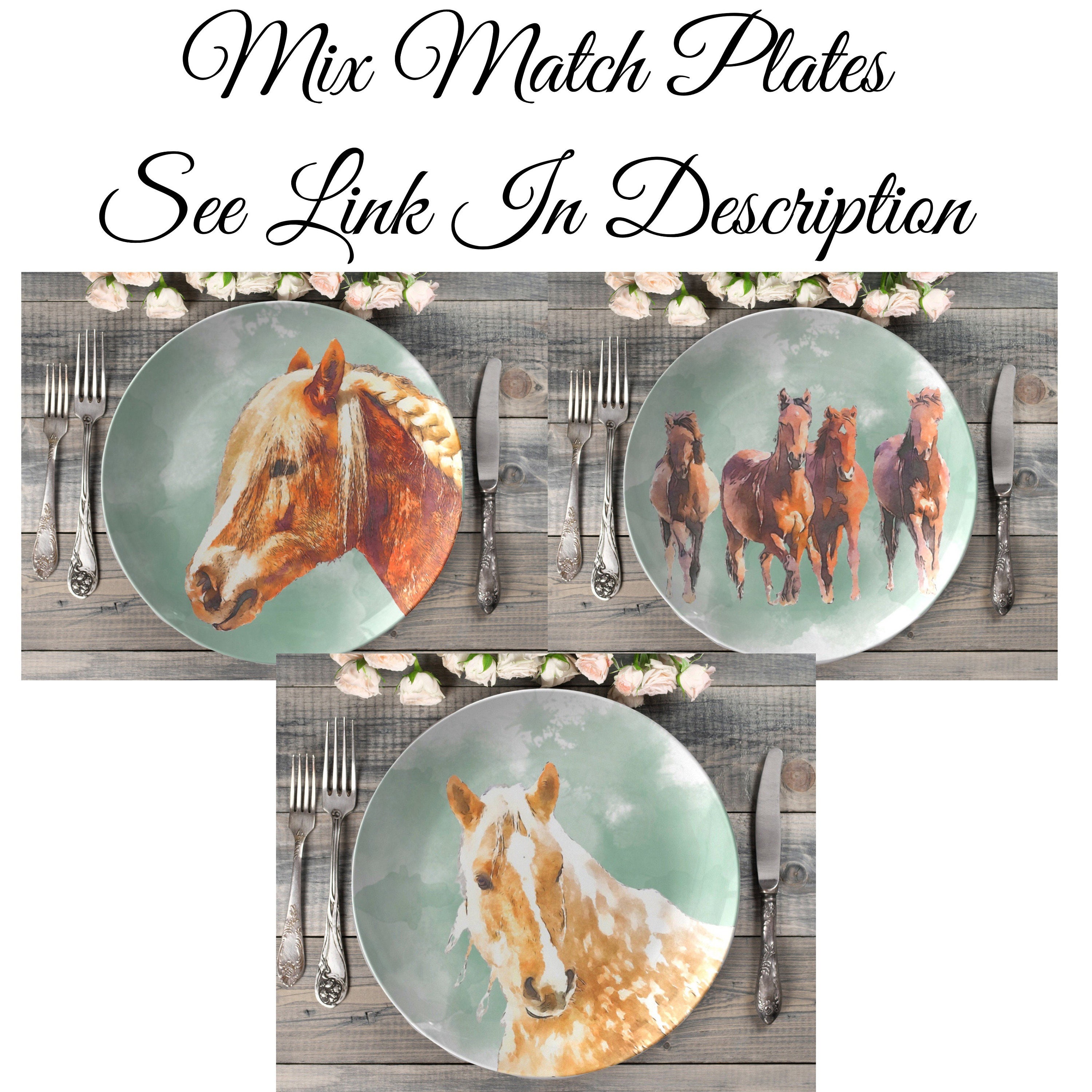 Farmhouse Horses Dinner Plate | Wild Horses Plate | Horse Farm Plate ...