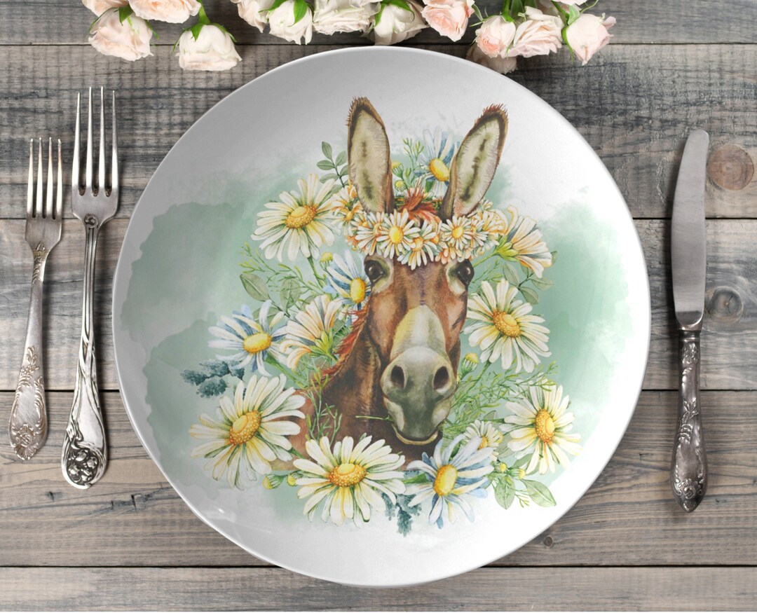 Farmhouse Style Donkey Plate | Floral Farm Donkey Plate | Country Farm ...