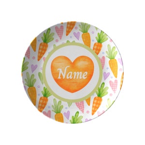 Personalized Easter Plate, Kids Easter Carrots Plate, Easter Bunny ...