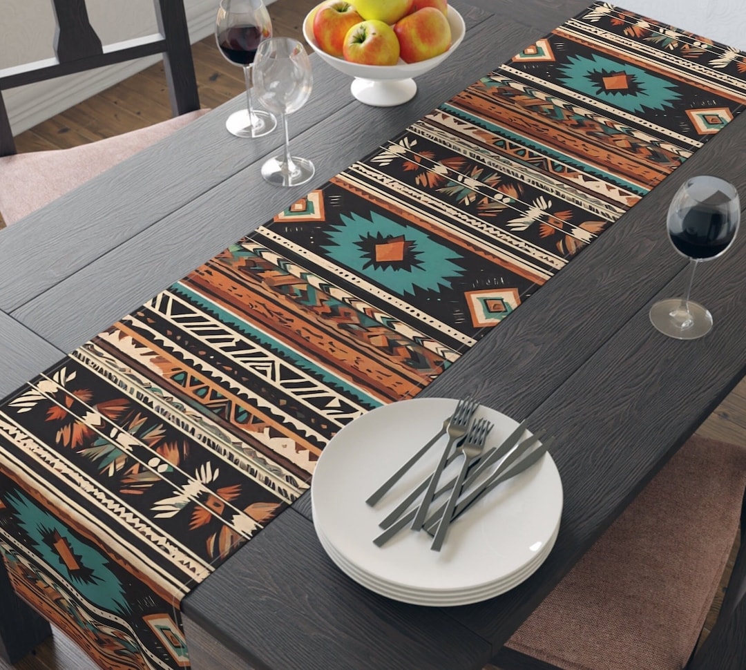 Southwestern Boho Table Runner, Western Style Table Runner, Tribal ...
