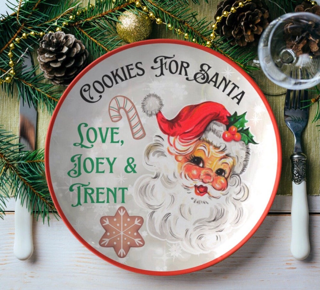 Personalized Cookie Santa Plate, Customized Kids Santa Plate, Christmas ...